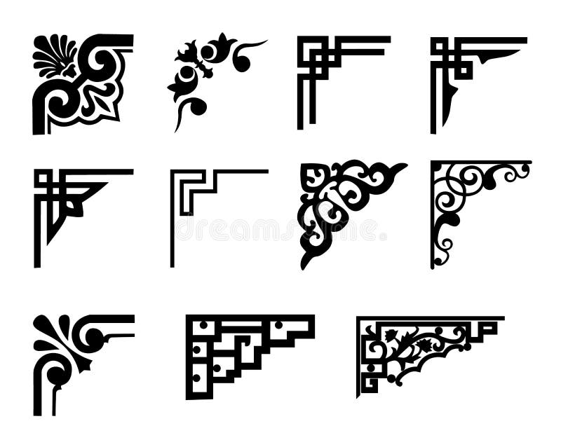 Decorative Corner Ornaments. Stock Vector - Illustration of decoration ...