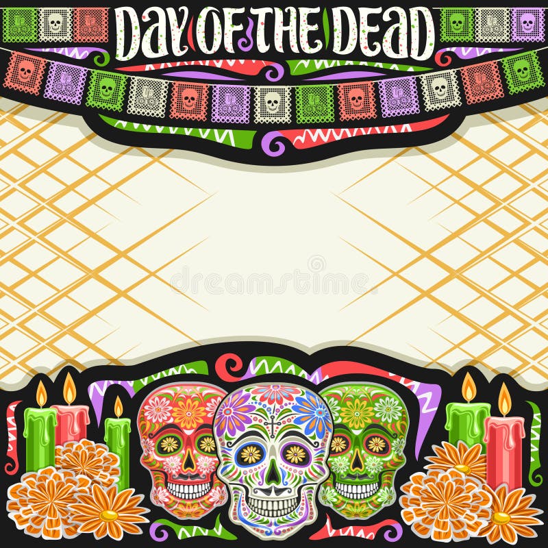 Vector Frame for Day of the Dead Stock Vector - Illustration of floral ...