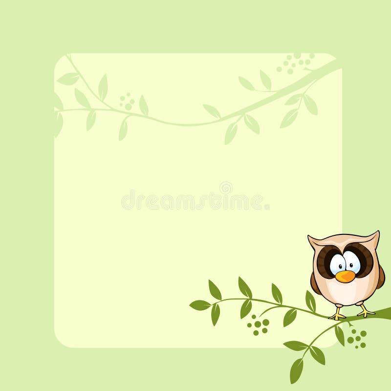 Vector Frame Design with Cute Owl Stock Vector - Illustration of cool ...