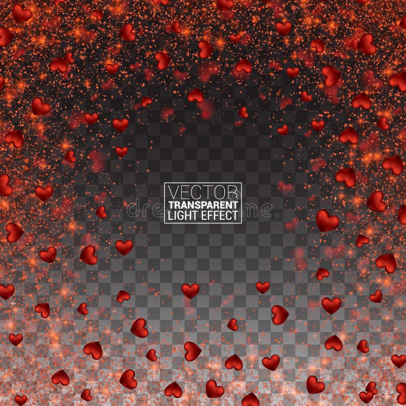 Vector Frame of Falling Small Sparkling Red Hearts on Effect Stock ...