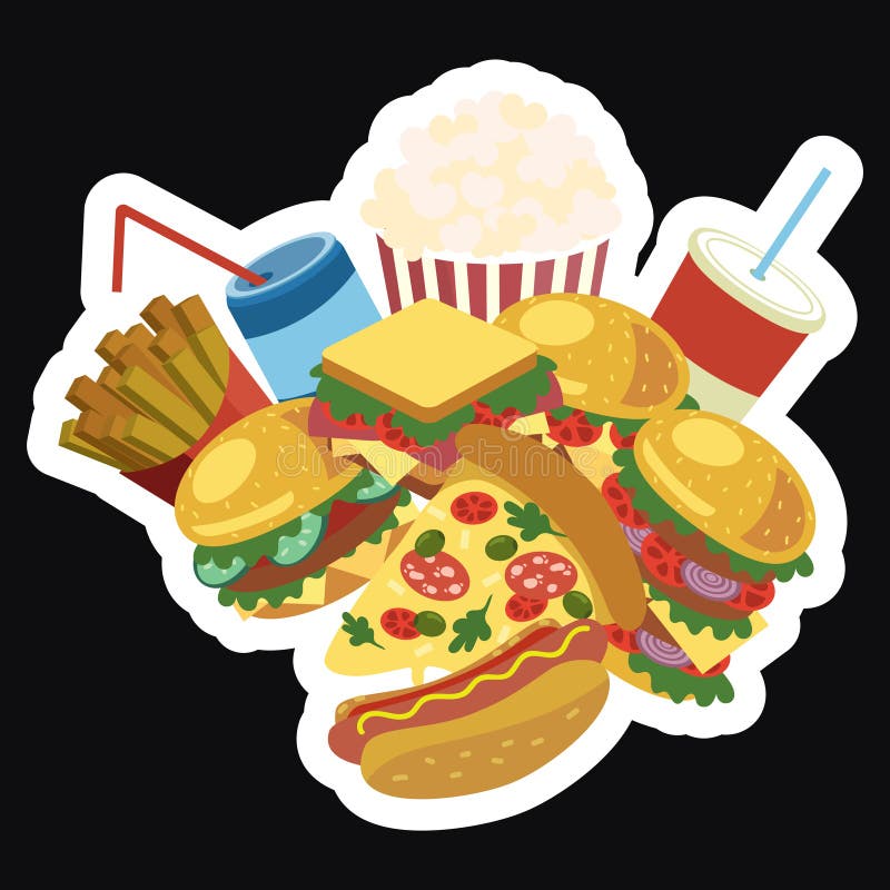 Vector Frame with Fast Food. Stylized Street Food with Space for Text ...