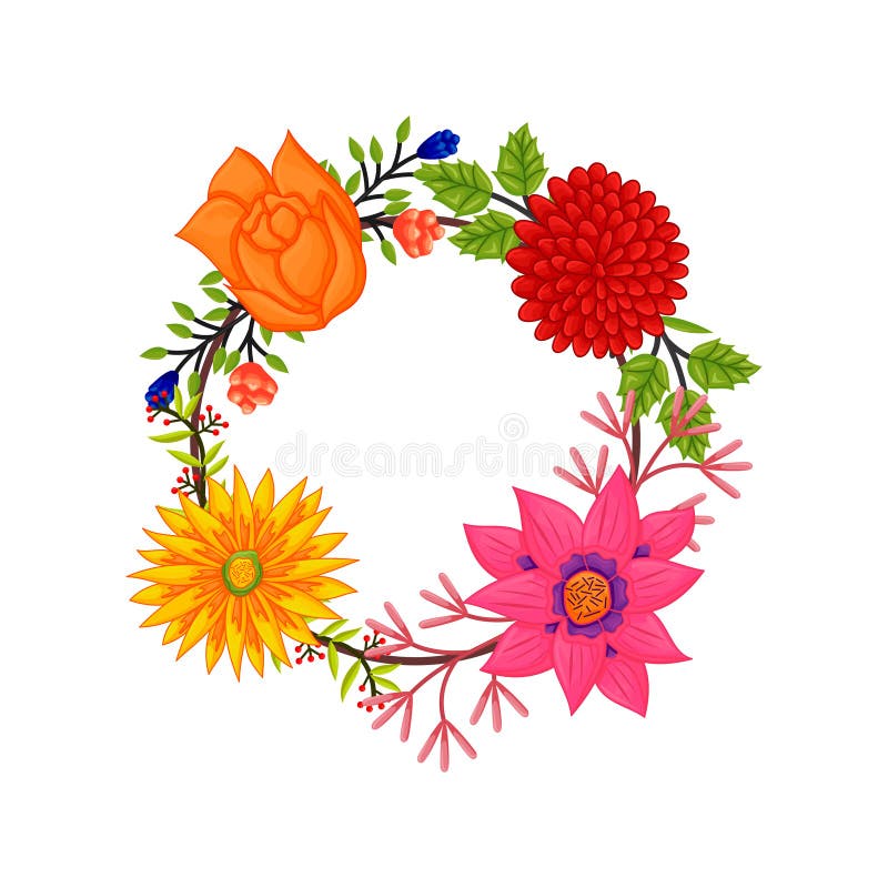 Vector Frame Flowers Colors Blank Editable Template Isolated Stock ...