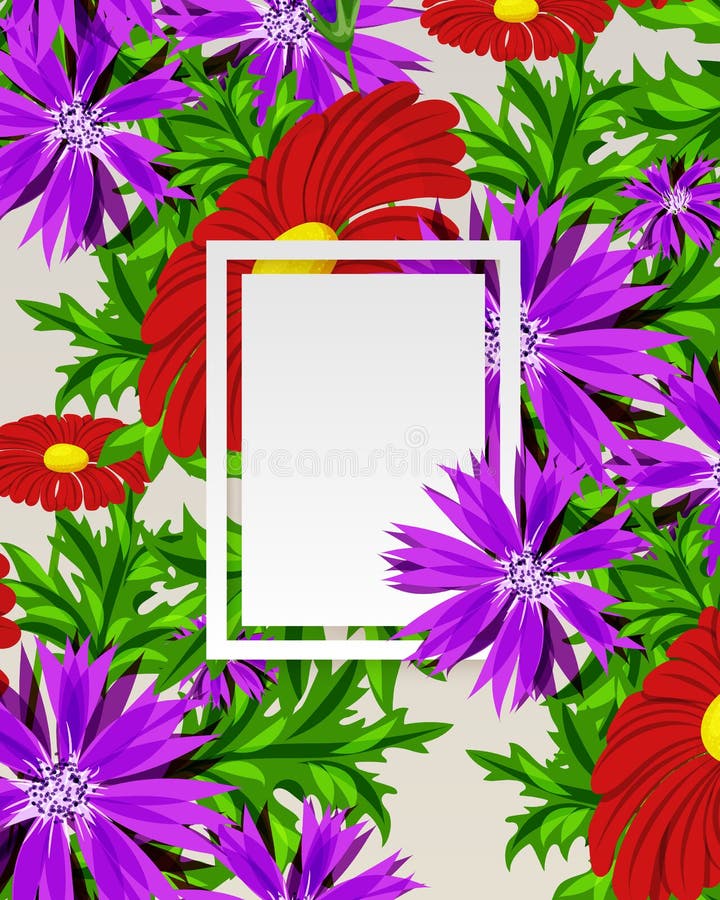 Vector frame with flowers stock vector. Illustration of label - 101624466