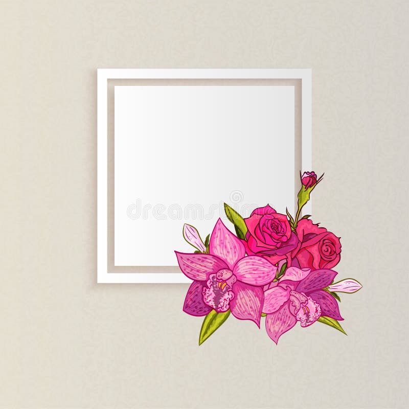 Vector frame with flowers stock vector. Illustration of plant - 114383603