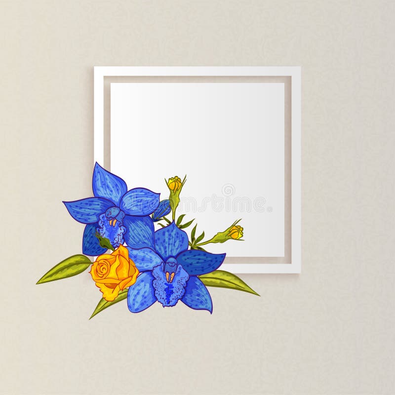 Vector frame with flowers stock vector. Illustration of design - 115180699