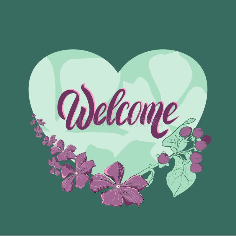 Welcome Vector Frame with Flowers Stock Vector - Illustration of ...