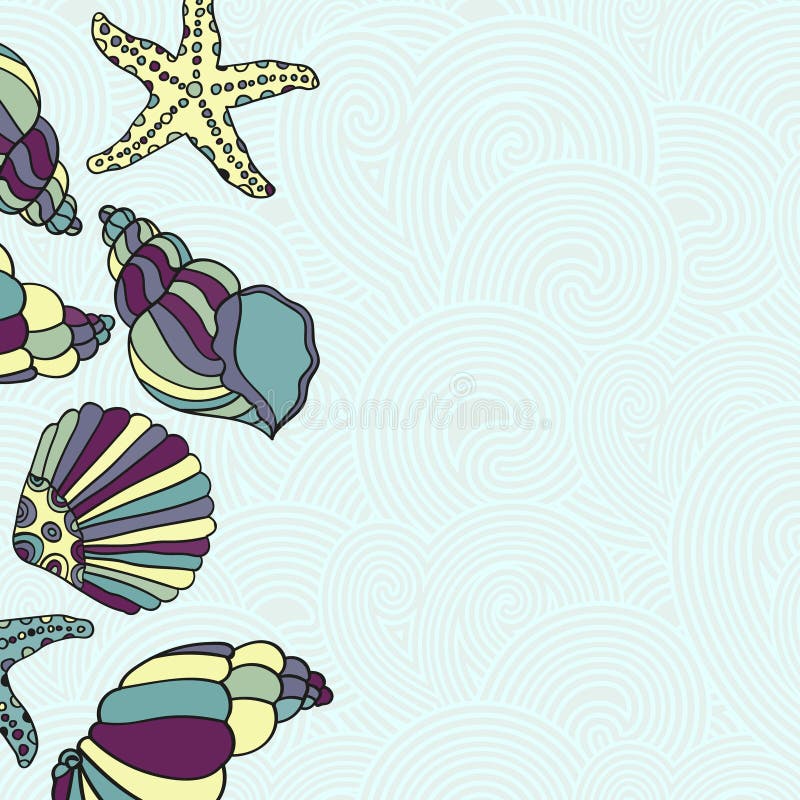 Vector Frame Illustration of Shells. Stock Vector - Illustration of ...