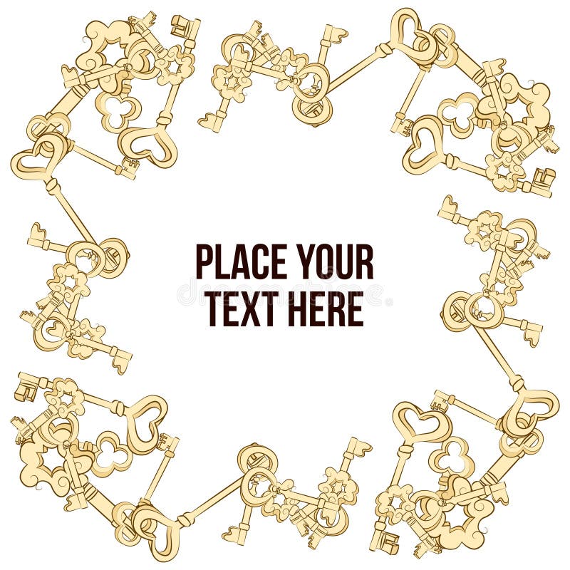 Vector frame with keys stock vector. Illustration of retro - 66010029