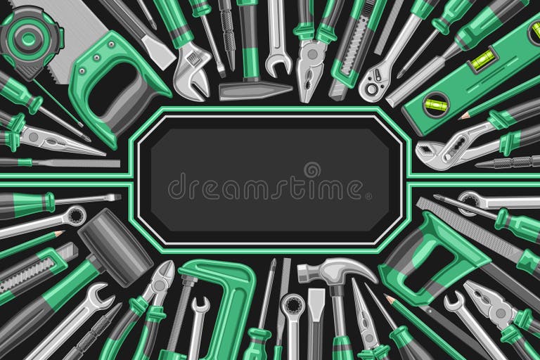 Vector Frame with Many Hardware Tools Stock Vector - Illustration of ...