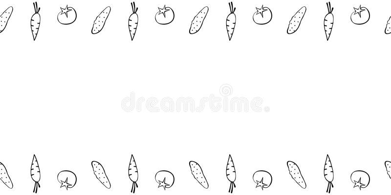 Vector Frame from Outline Fresh Vegetables- Cucumbers, Tomatoes ...