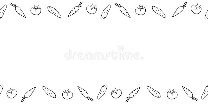 Vector Frame from Outline Fresh Vegetables- Cucumbers, Tomatoes ...