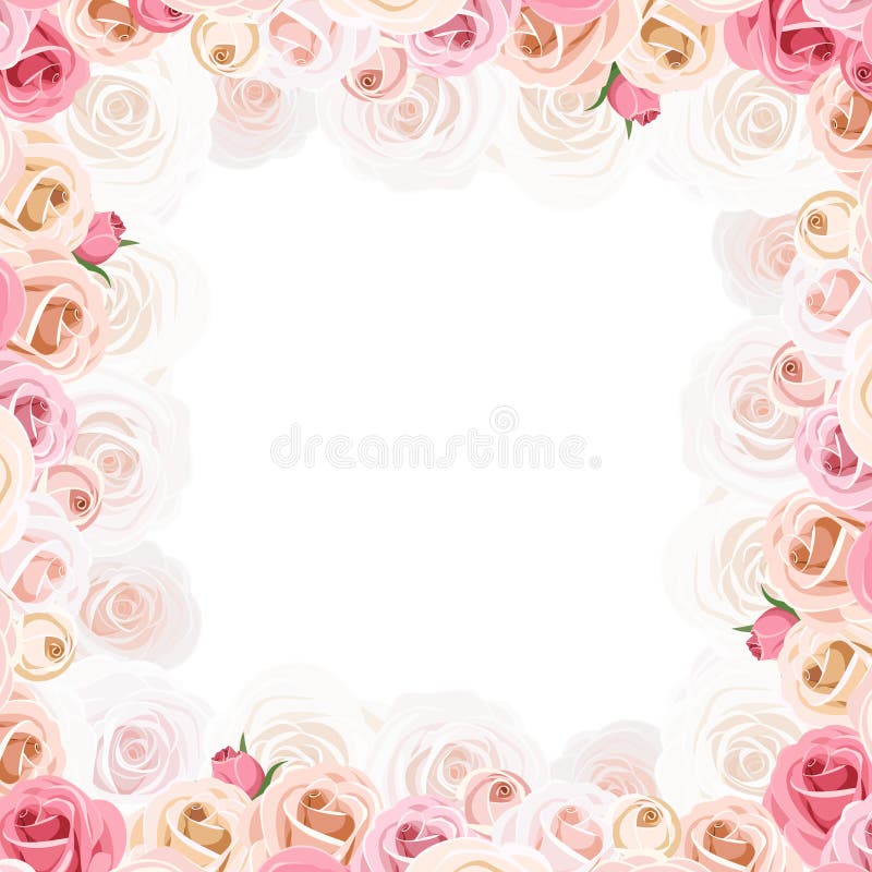 Frame with Pink and White Roses. Vector Illustration. Stock Vector ...