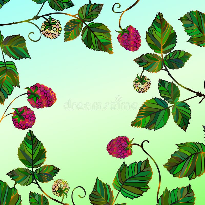 Vector Frame with a Raspberry Stock Vector - Illustration of dessert ...