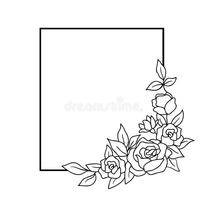 Vector Frame with Roses. Rectangular Frame. Stock Vector - Illustration ...