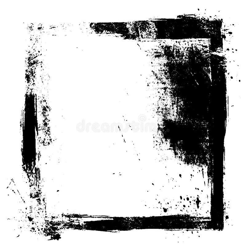 Vector Frame with Rough Black Ink Strokes and Grunge Texture. Abstract ...
