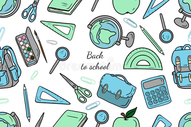 Vector Frame with Stationery and Necessary Equipment for Going Back To ...