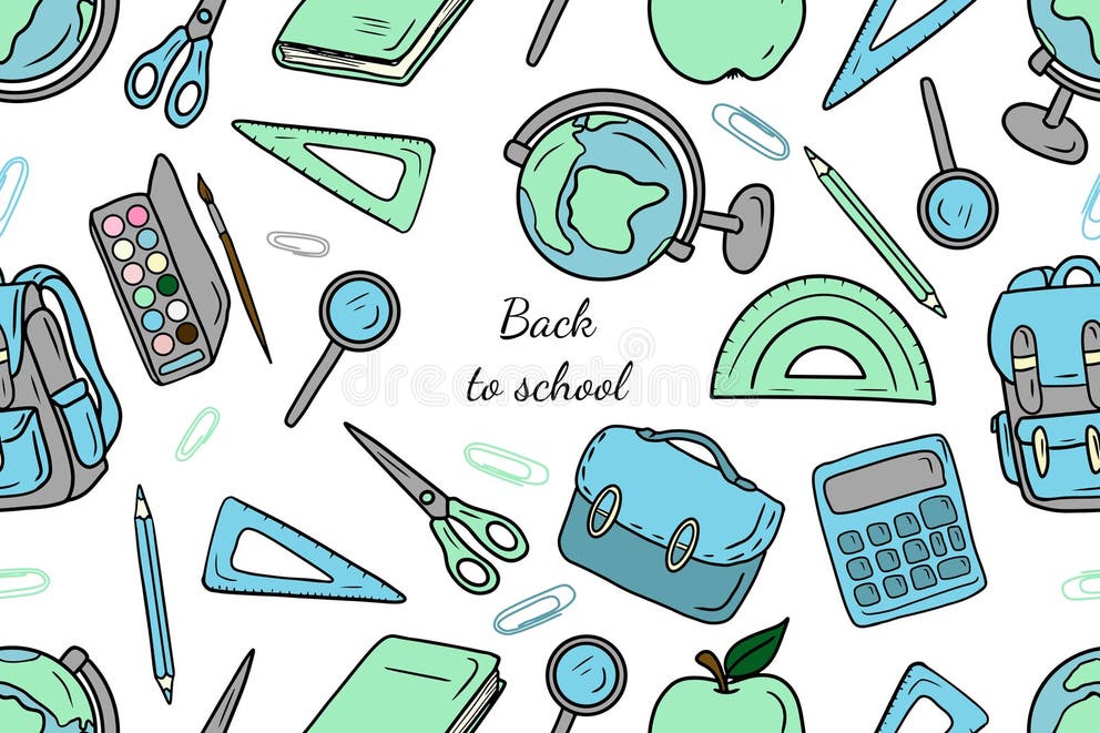 Vector Frame with Stationery and Necessary Equipment for Going Back To ...