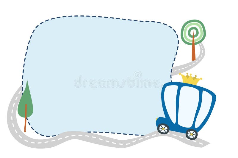 Vector Frame for Text with a Car. a Cartoon Car with a Crown Driving on ...
