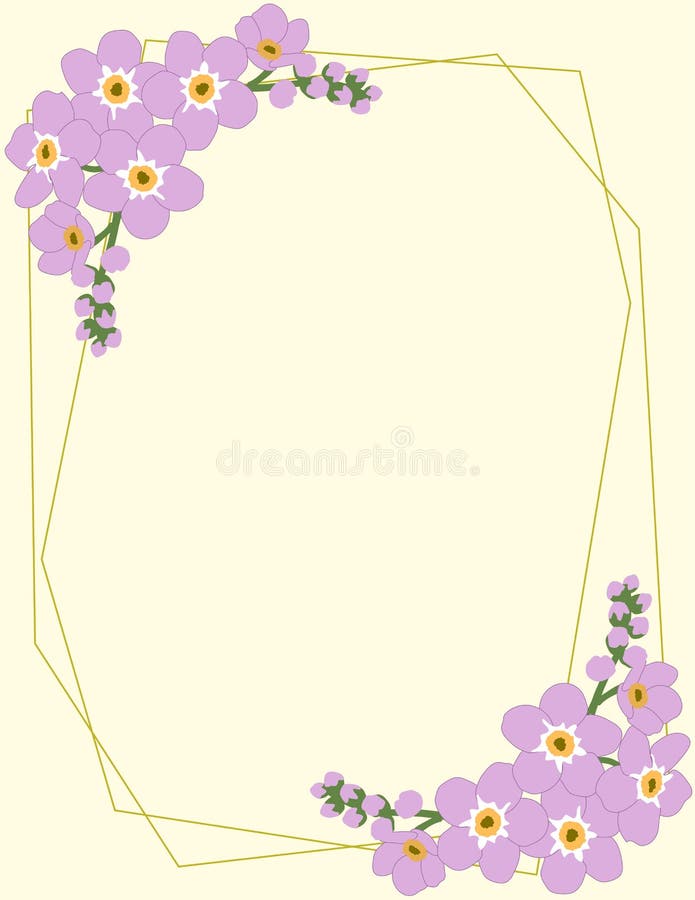 Vector Frame with Violet Flowers Stock Vector - Illustration of border ...