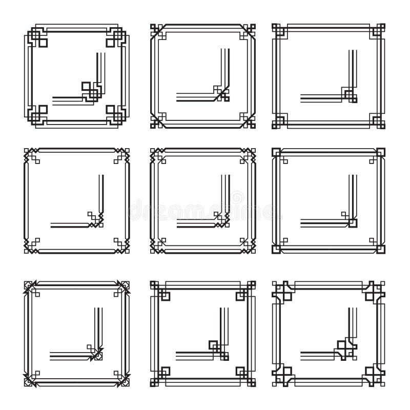 Vector Frames Borders Art Deco Style Set2 Stock Vector - Illustration ...