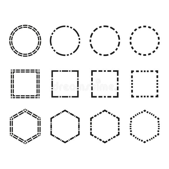Vector Frames Collection. Dotted Border Shapes. Grunge Decorative ...