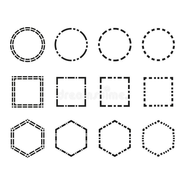 Vector Frames Collection. Dotted Border Shapes. Grunge Decorative Elements. Geometric Dotted ...