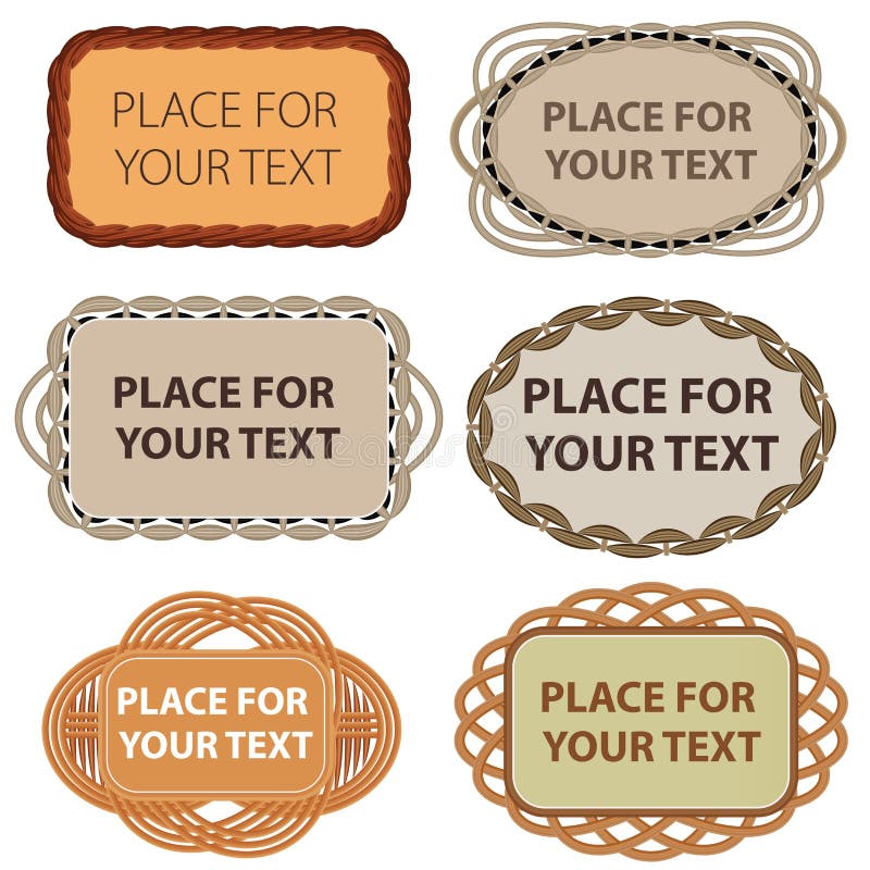 Vector Frames and Signs Wickerwork Rattan Stock Vector - Illustration ...