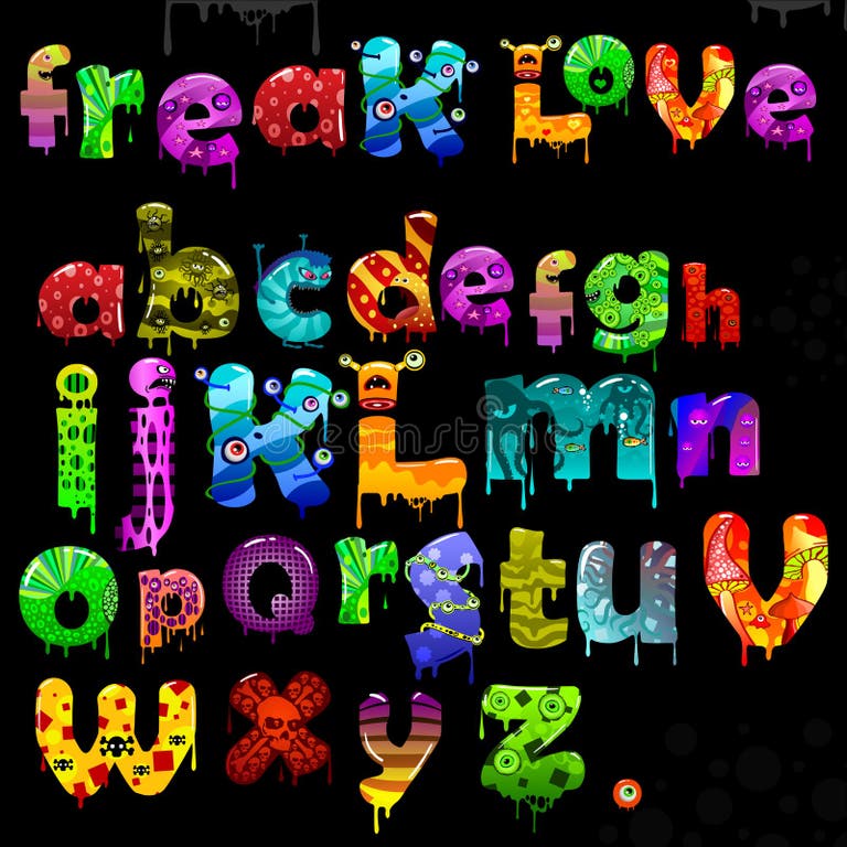 Vector freak alphabet stock vector. Illustration of horror - 16392574