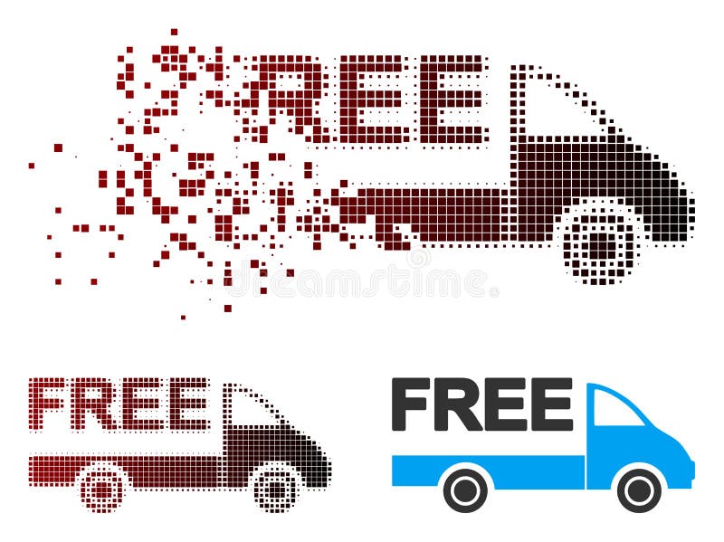 Dust Pixel Halftone Free Delivery Car Icon Stock Vector - Illustration ...