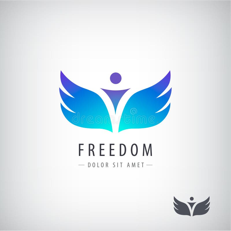 Vector Freedom Logo, Concept. Man with Wings Stock Vector ...