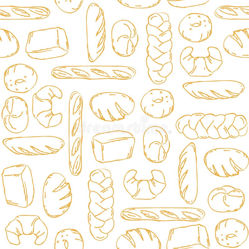 Vector. Fresh Bake Bread Seamless Pattern. Bakery Texture Print ...