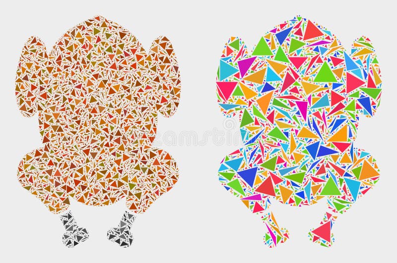 Triangle Fried Chicken Leg Collage Icons Stock Vector - Illustration of ...