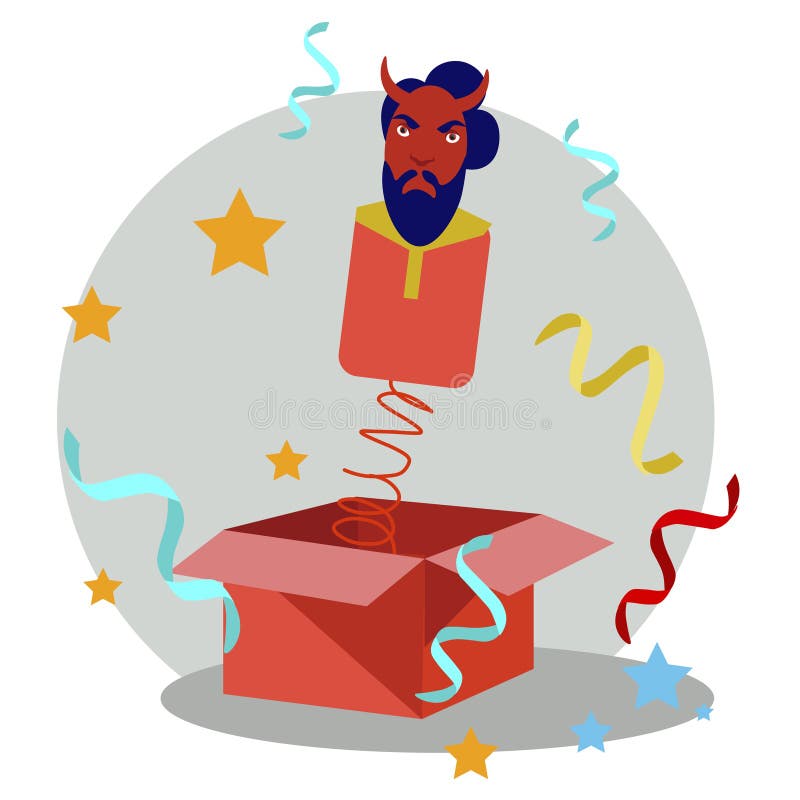 A Vector of a Frightening. Toy Devil Out of the Box Stock Vector ...