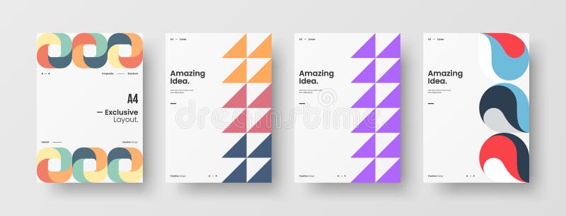 Vector A4 Front Page Mock Up Set. Cover Abstract Geometric Illustration ...