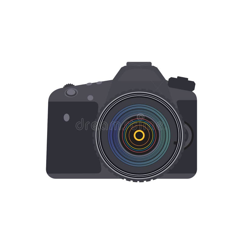 Vector Front View Photo Camera Stock Vector - Illustration of flat ...