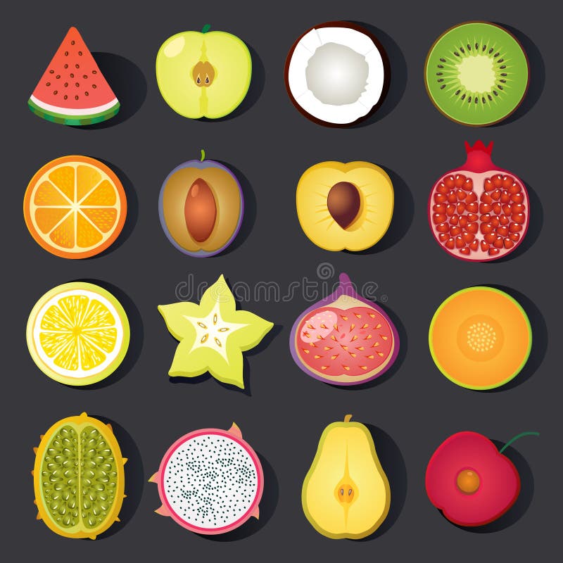 Vector fruit icon set stock vector. Illustration of ingredients - 43173777