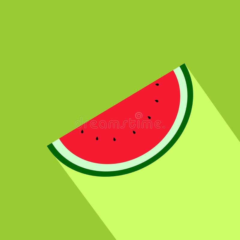 Watermelon Slice Icon with Long Shadow. Stock Vector - Illustration of ...