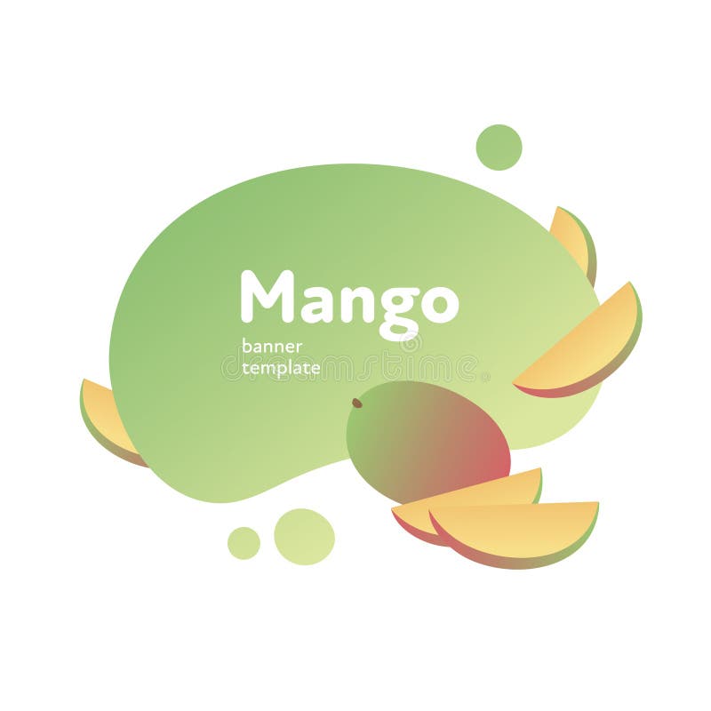 Vector Fruit Modern Fluid Banner. Colorful Fresh Mango with Slices on ...