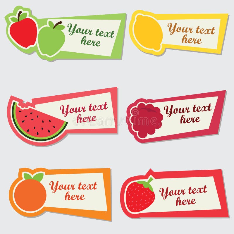 Vector fruit sticker set stock vector. Illustration of natural - 53155965