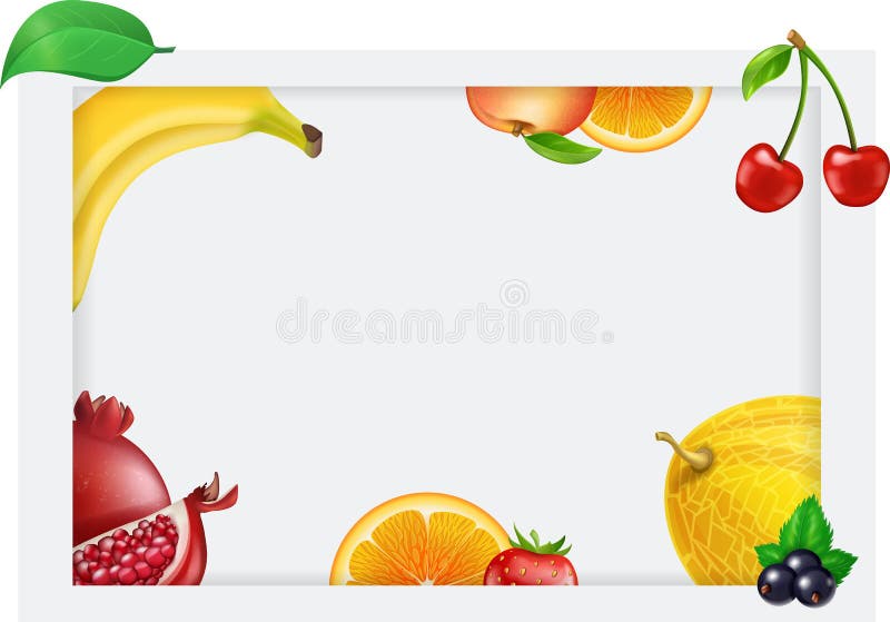 Vector Fruits and Berries Flyer Banner Card Template for Design Stock ...