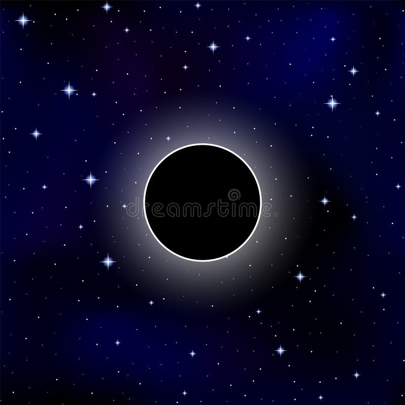 Vector Full Solar Eclipse on Starry Space Background Stock Illustration ...