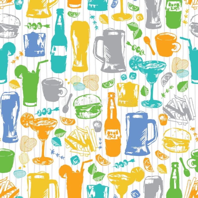 Vector Fun Cocktails Alcoholic Drinks Paint Grunge Silhouette Seamless ...