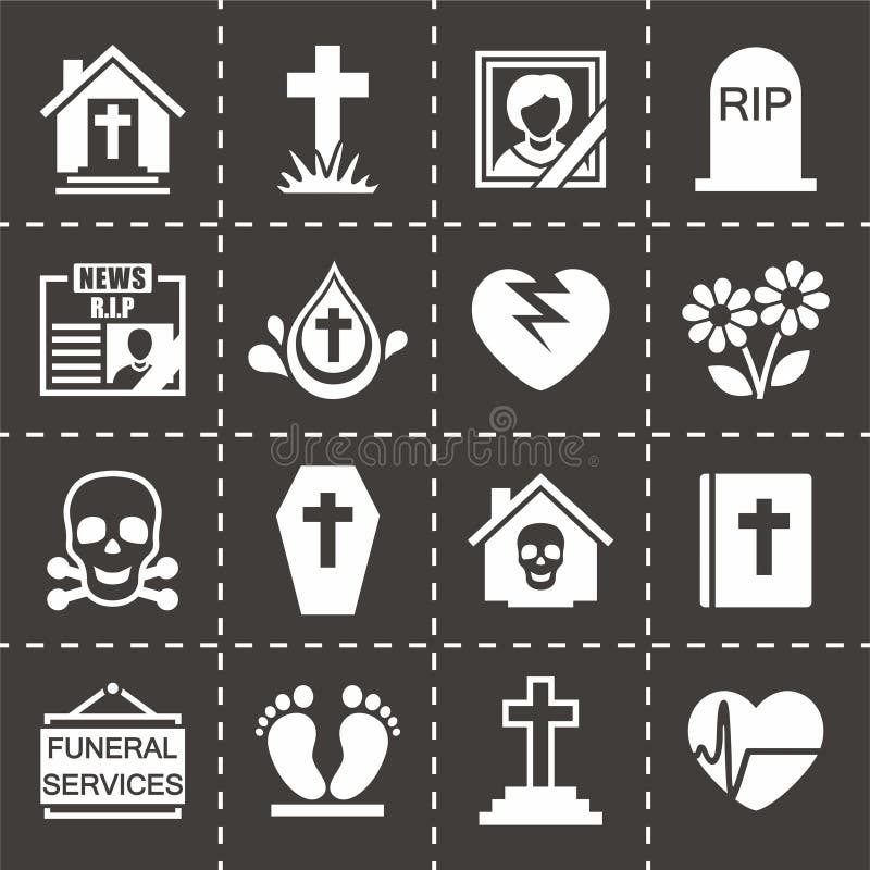 Vector Set of Funeral Icons. Stock Vector - Illustration of building ...