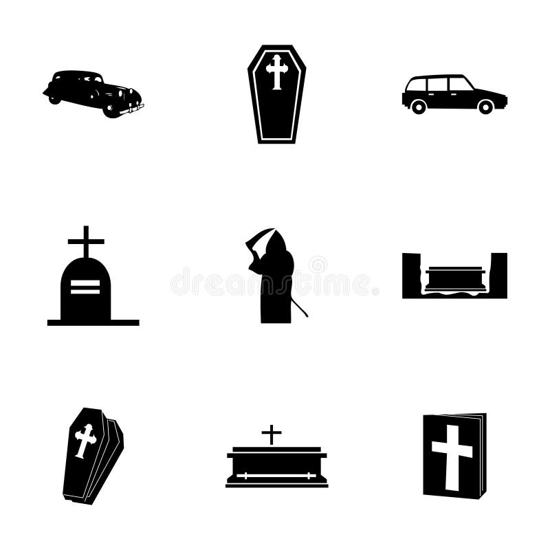 Vector Set of Funeral Icons. Stock Vector - Illustration of building ...