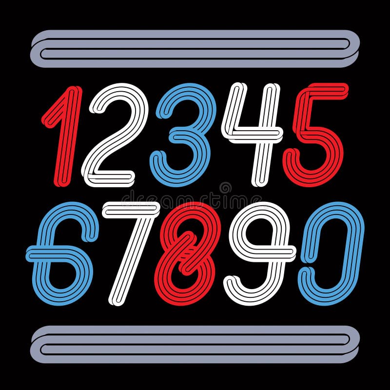 Poster Elegant Striped Font and Numbers with Black Outline. Stock ...