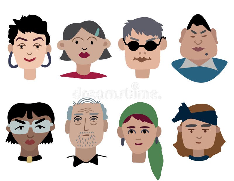 Eight Funky Faces Vector Art Stock Vector - Illustration of isolated ...