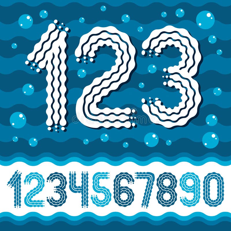 Vector Funky, Ornate Numbers Collection. Rounded Bold Numerals from 0 ...
