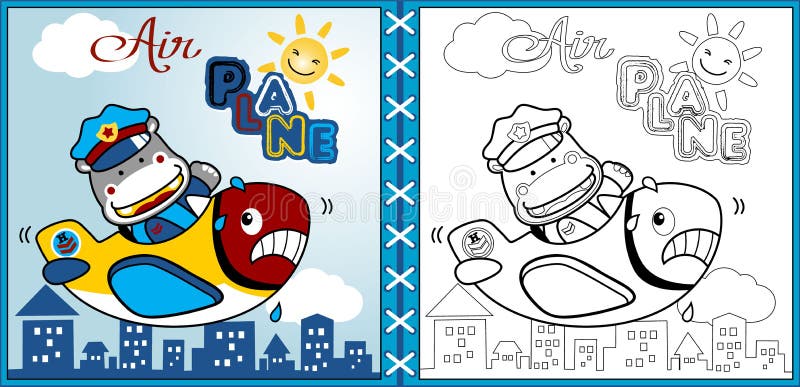 Vector of Funny Airplane with Heavy Pilot Cartoon Stock Vector ...