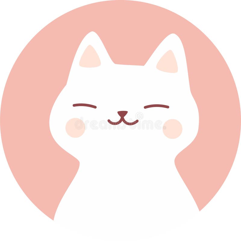 Vector Funny Avatar. Cute White Cats in Minimalistic Style Stock Vector ...