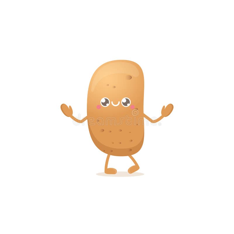 Vector Funny Cartoon Cute Smiling Tiny Potato Isolated on White ...